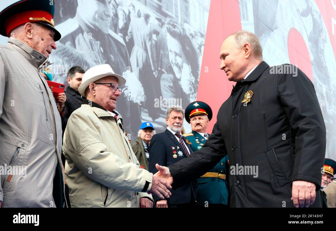 Military parade of the Russian army on Red Square in Moscow on May 9 ...