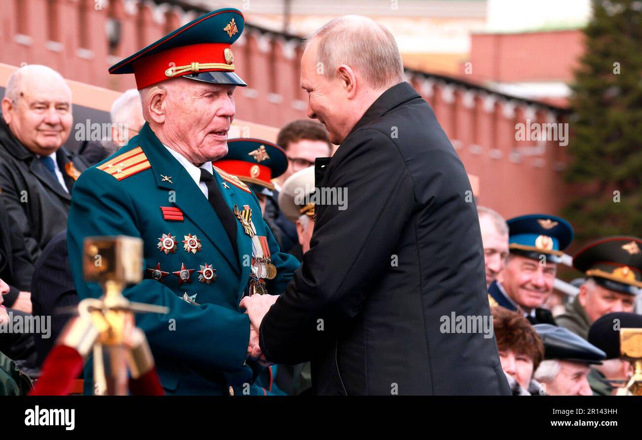 Military parade of the Russian army on Red Square in Moscow on May 9 ...