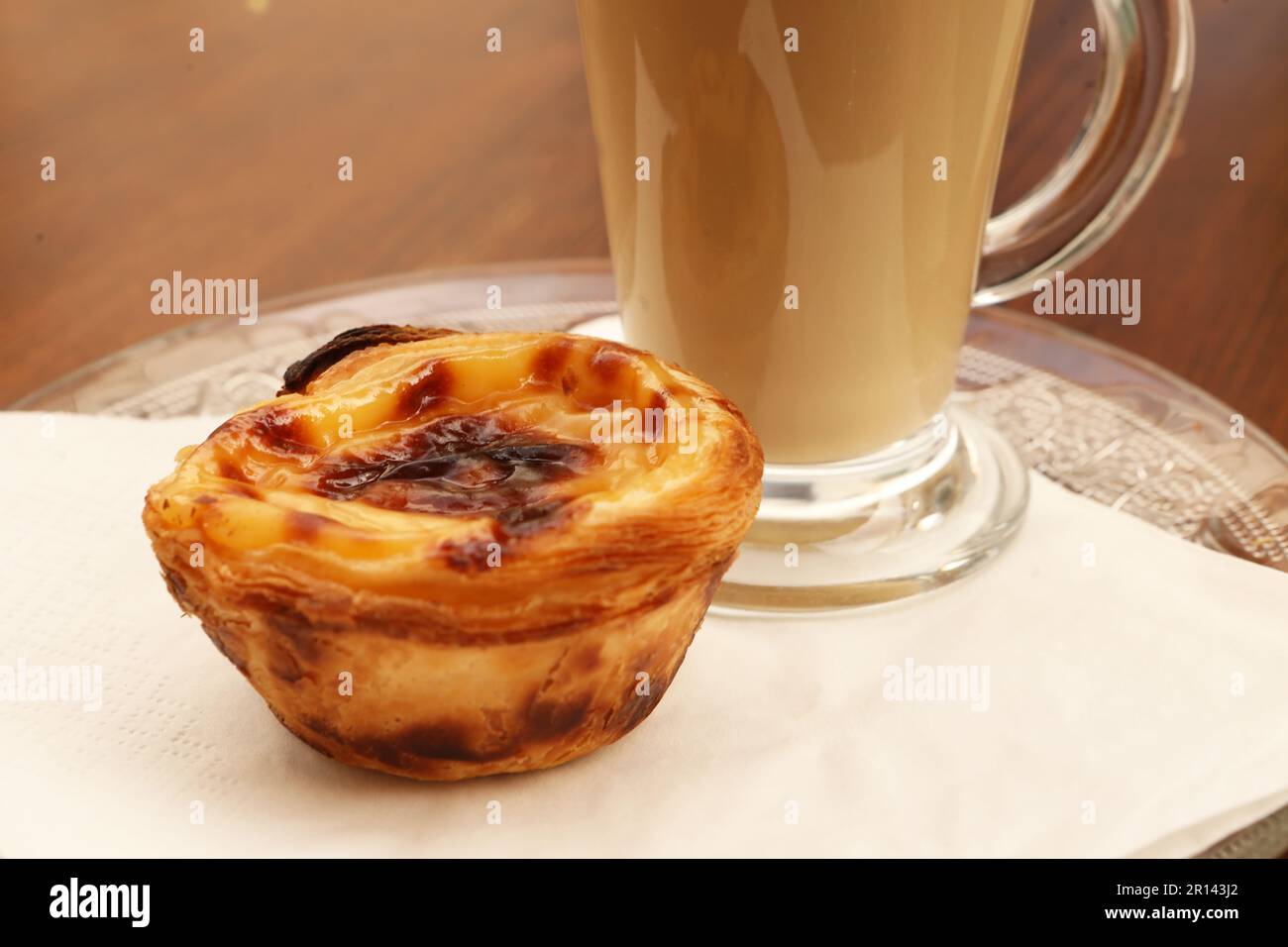 Portuguese custard tart and a coffee hi-res stock photography and ...