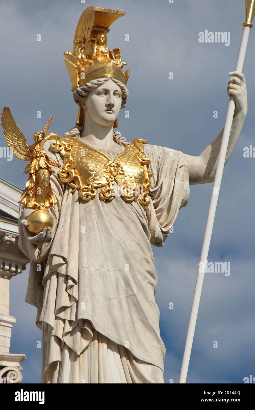 statue of athena in front of the parliament in vienna (austria Stock ...