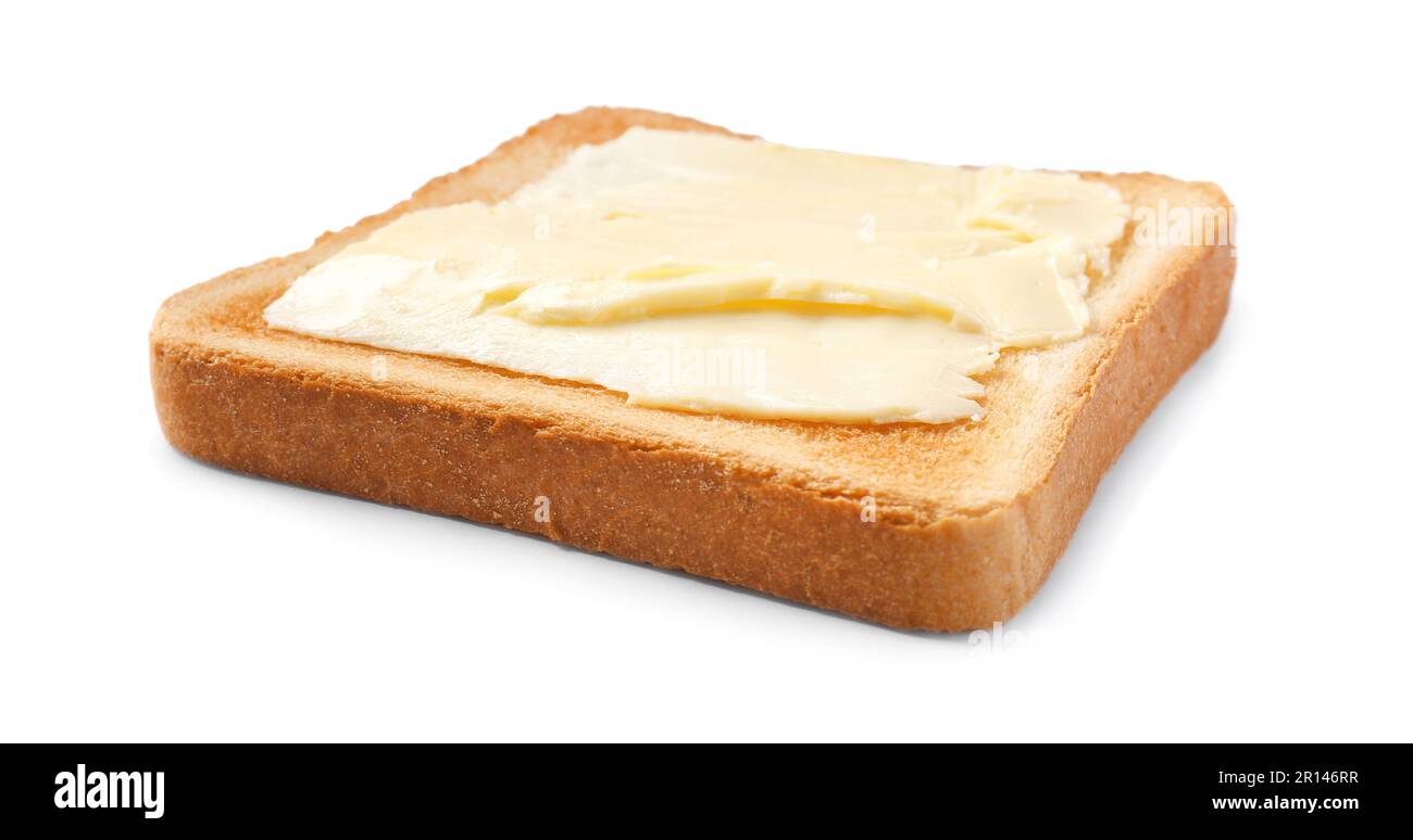 Delicious crispy toast with butter isolated on white Stock Photo - Alamy