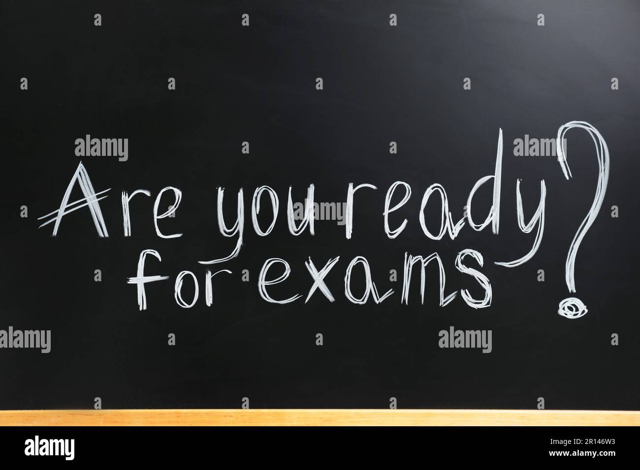Blackboard with phrase Are You Ready For Exams as background Stock ...