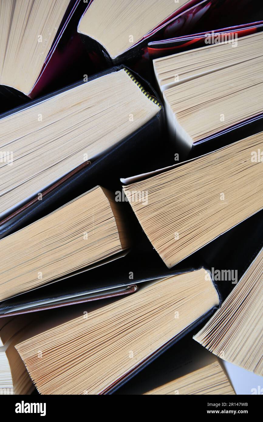 Collection of different books as background, above view Stock Photo - Alamy