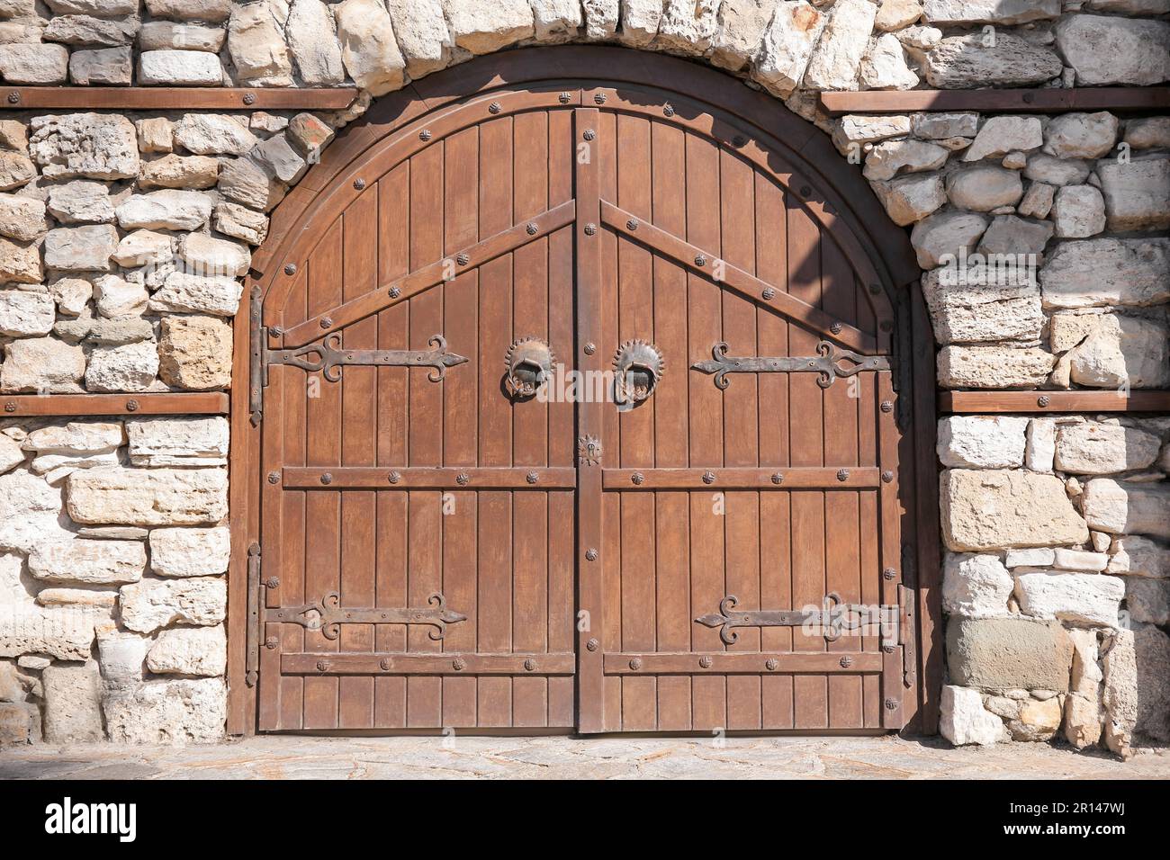 Entrance of house with beautiful old wooden gates Stock Photo - Alamy