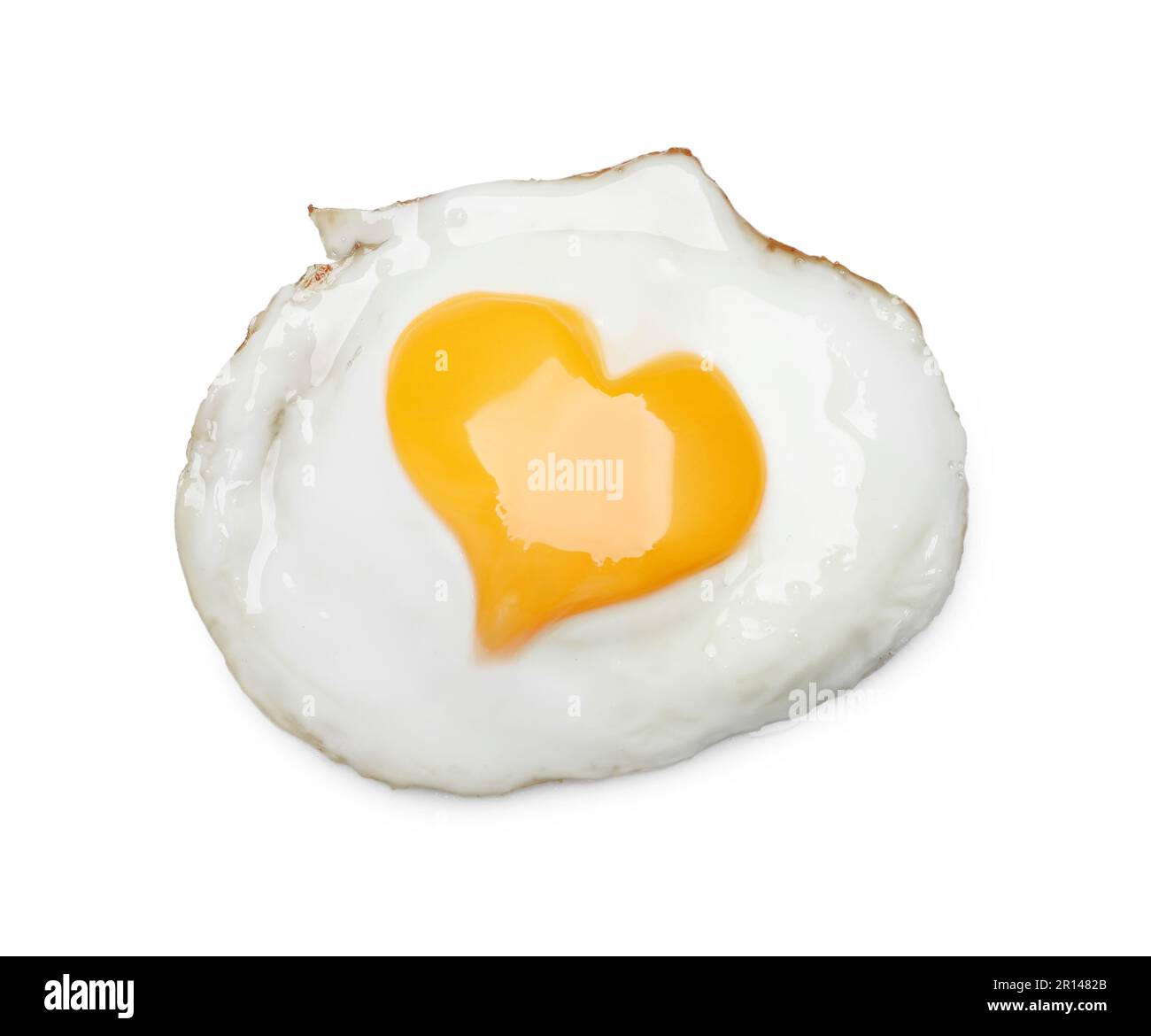 Tasty fried egg with yolk in shape of heart on white background, top view Stock Photo - Alamy