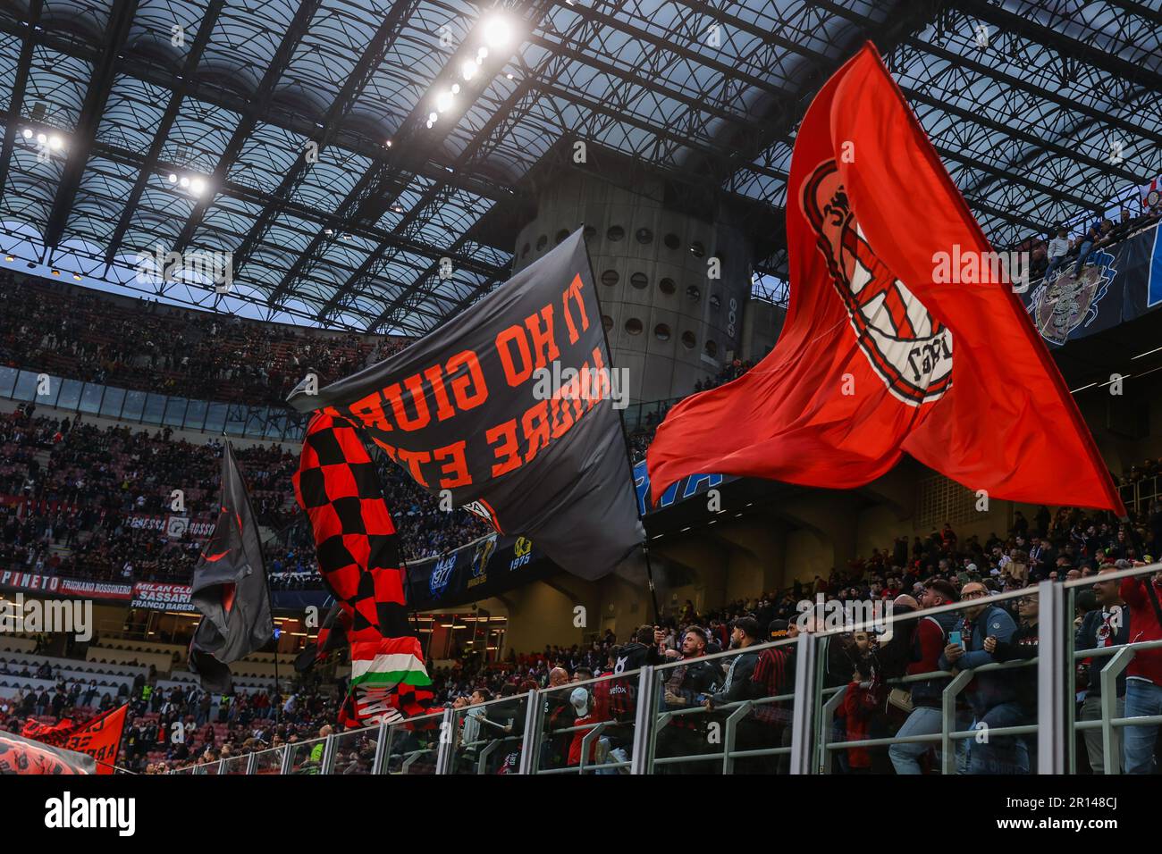 AC Milan supporters during UEFA Champions League 2022/23 Semi-Final 1st leg football match ...