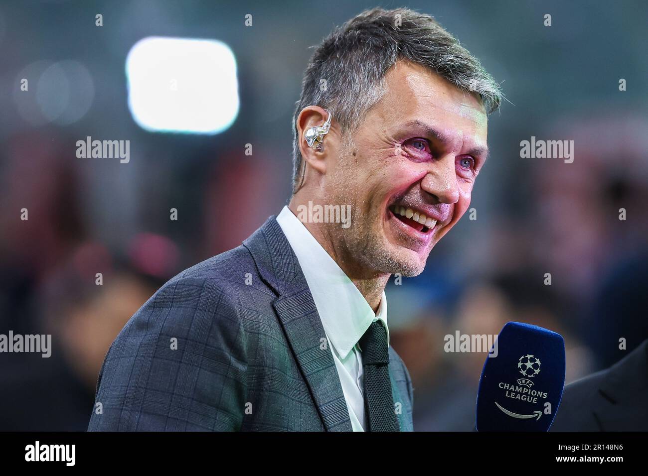 Paolo Maldini Technical Area Director of AC Milan smiling during UEFA ...