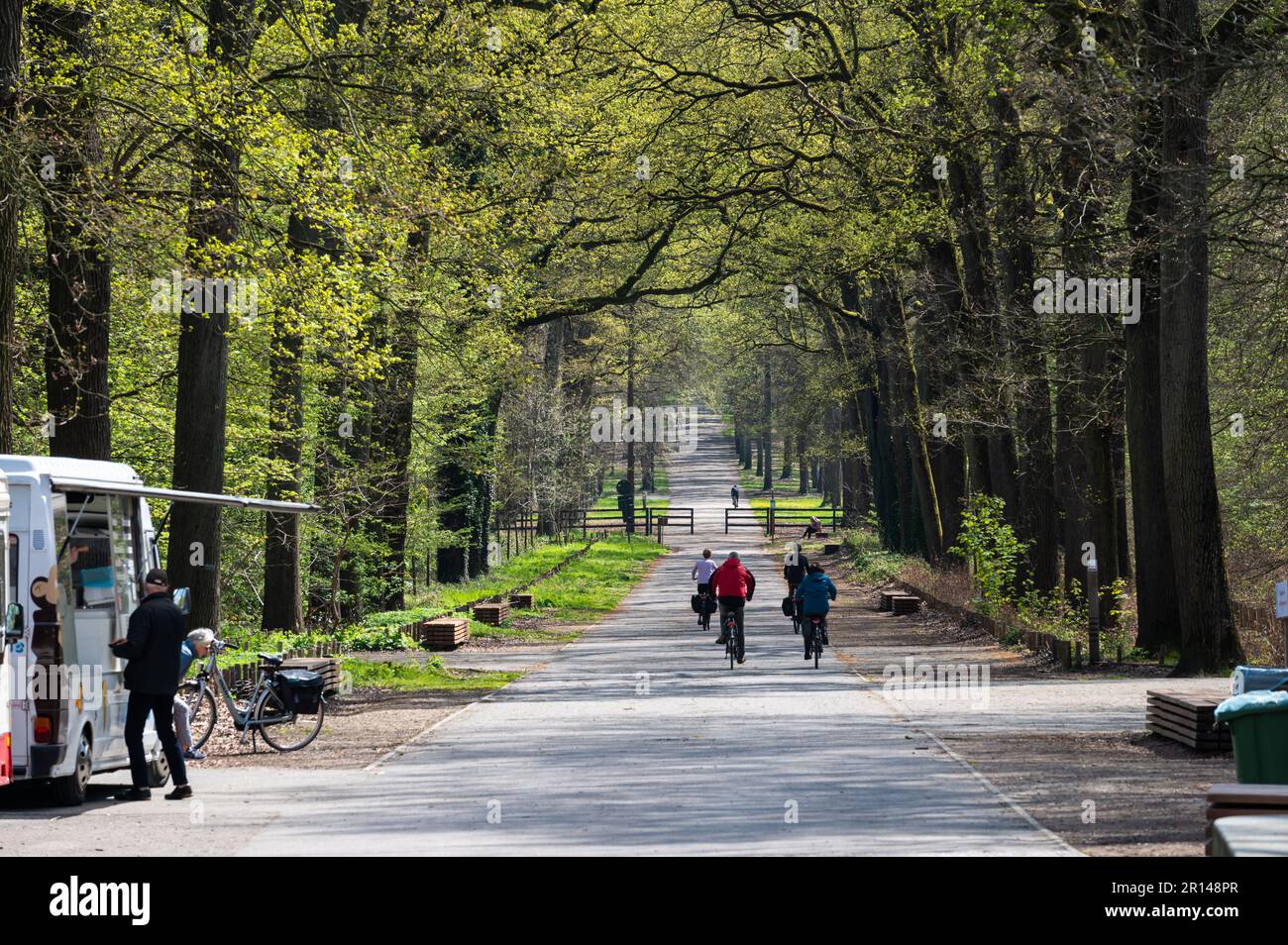 Averbode, Laakdal, Belgium - April 21, 2023 - Local tourists walking ...