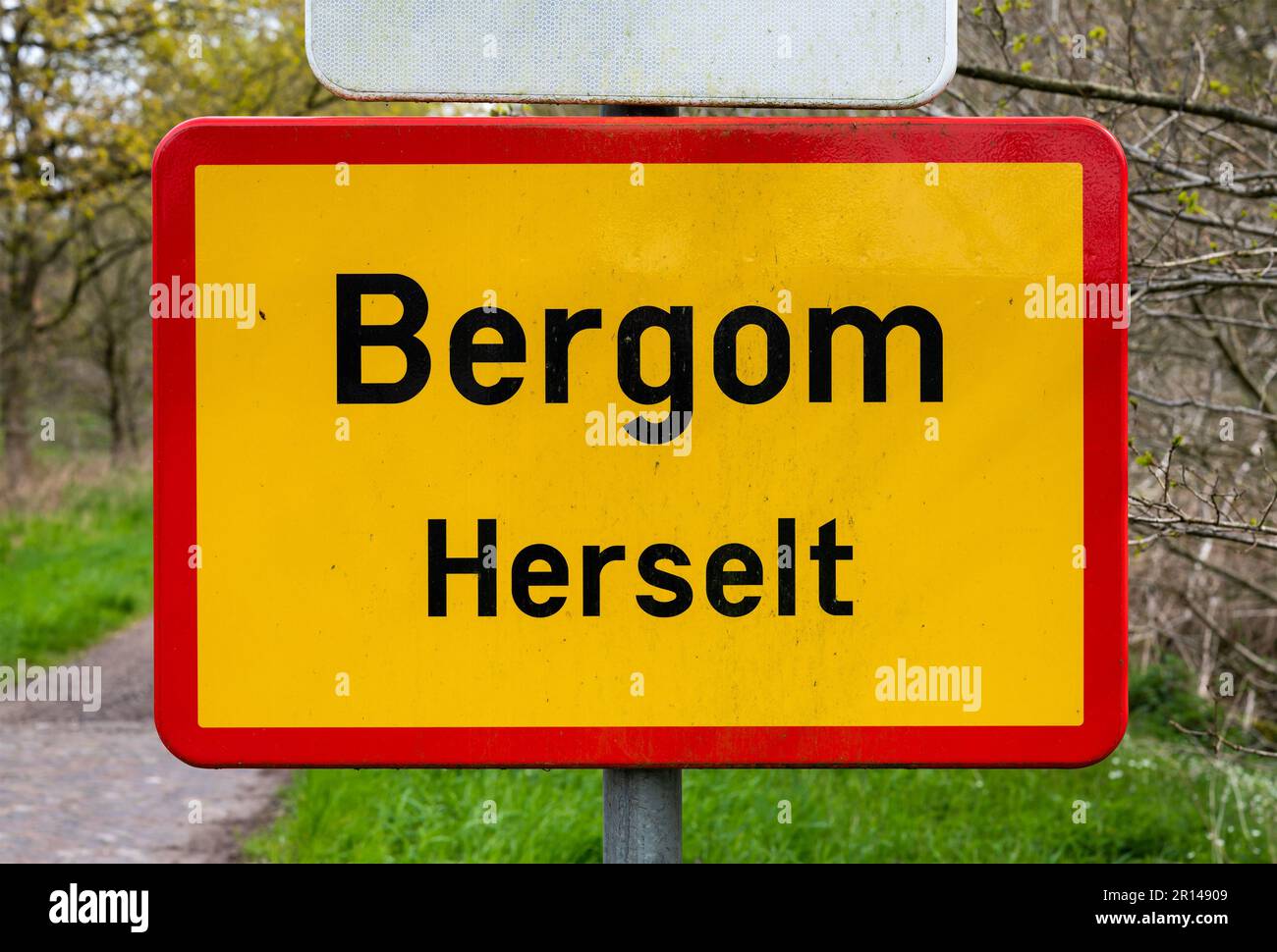 Bergom, Herselt, Belgium - April 21, 2023 - Road sign of the ...