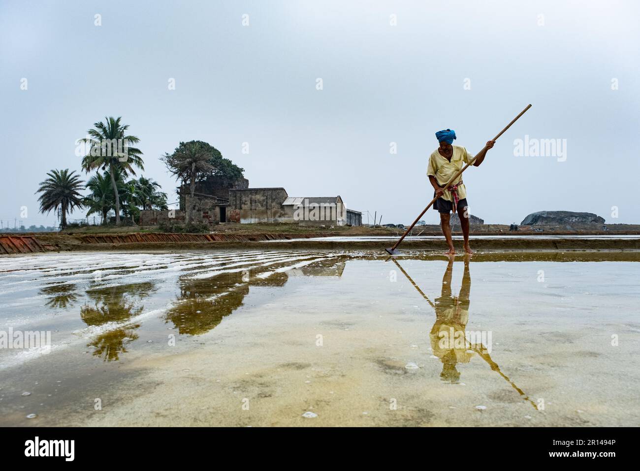 Salt workers are busy in making salt as the season has been started. In ...