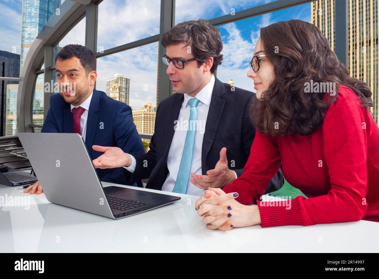 Executive meeting, questioning Stock Photo - Alamy
