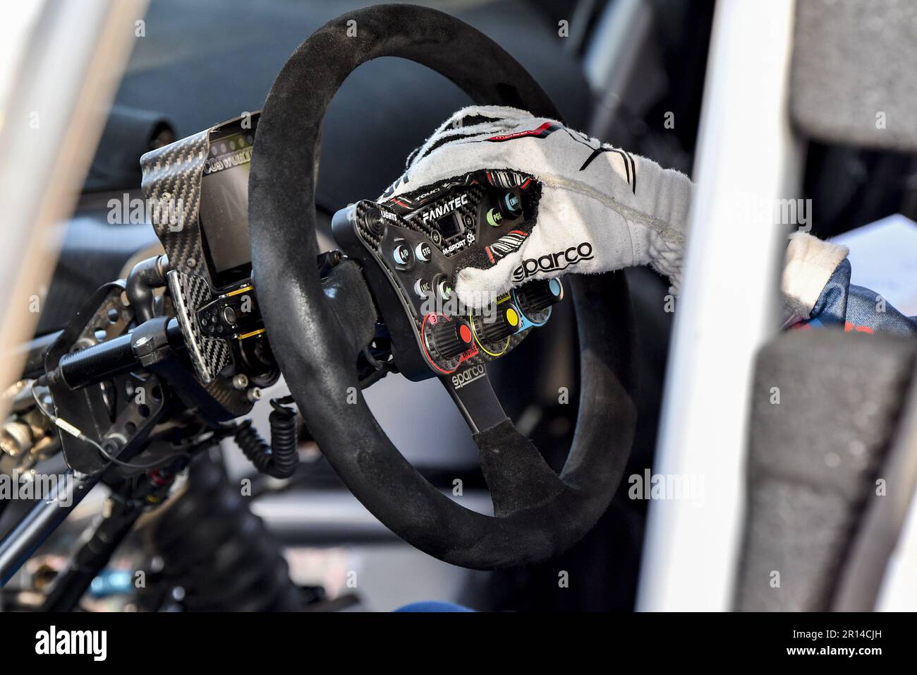 Porto, Portugal - 12/05/2023, Steering wheel detail during the Rally ...