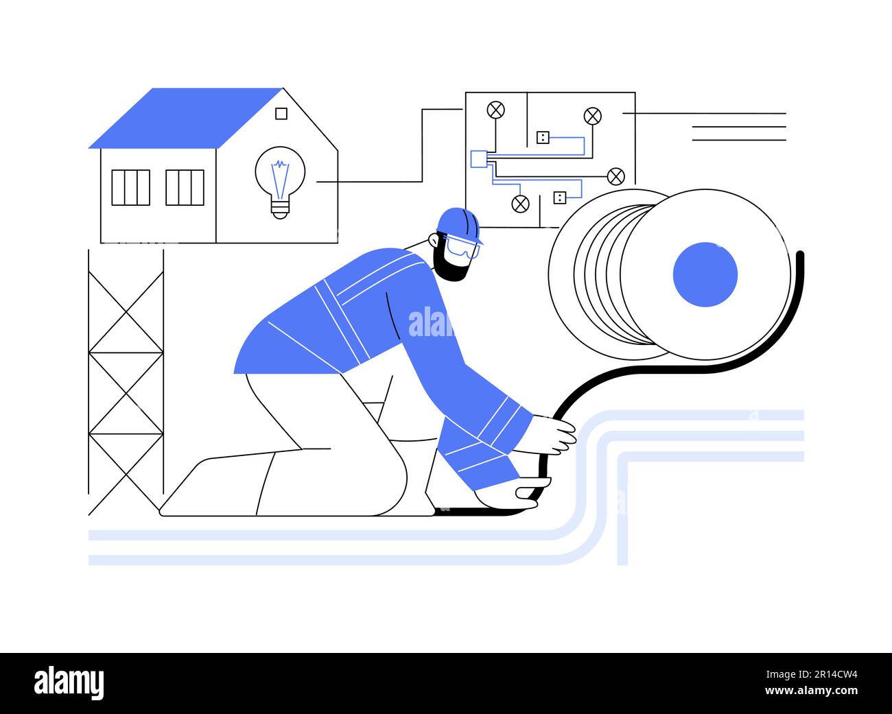 Laying electric cables abstract concept vector illustration Stock ...