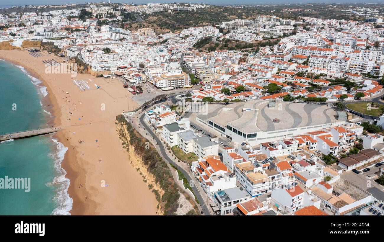 Aerial photo of the beautiful town in Albufeira in Portugal showing the ...