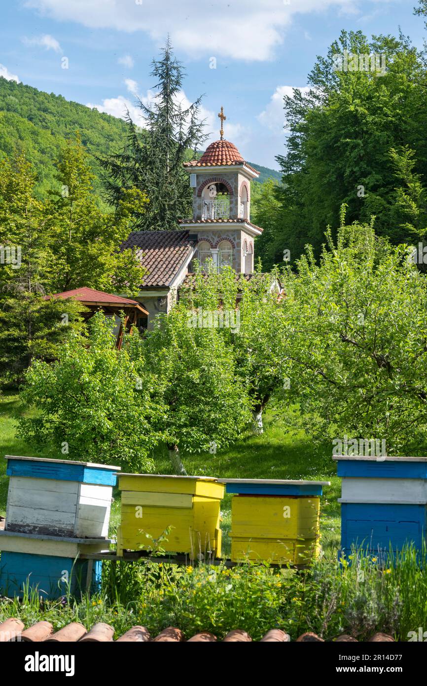 Spring view of Vrachesh Monastery, dedicated to Holy Forty Martyrs of ...