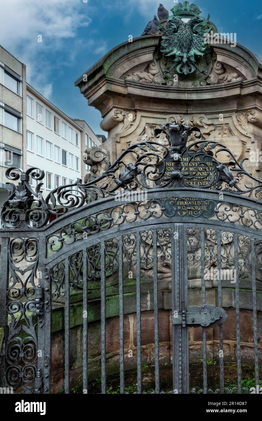 A vertical of the monument to Emperor Joseph I on the Museum Bridge in ...