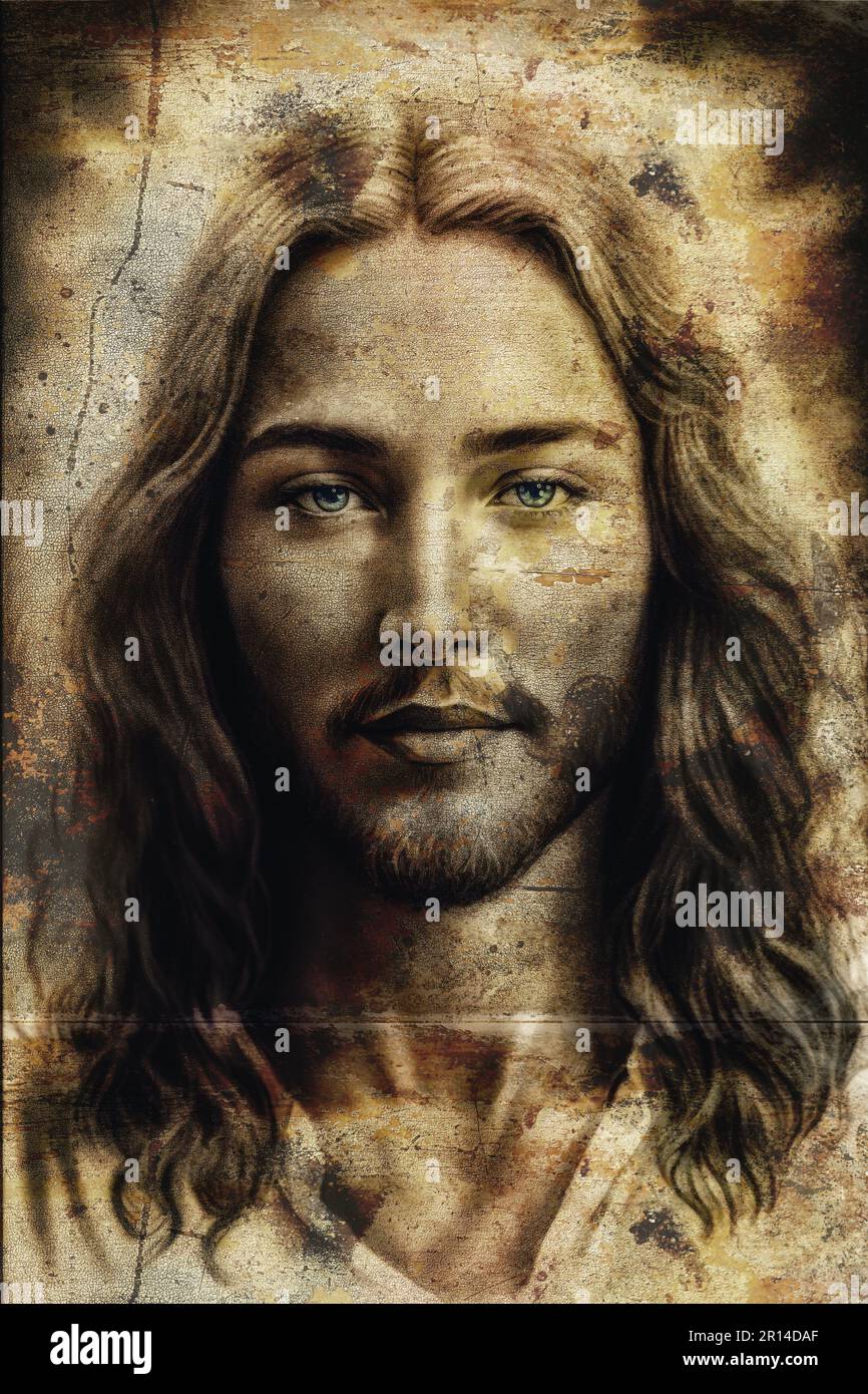 Portrait of Jesus Christ, old structure Digital art Stock Photo - Alamy