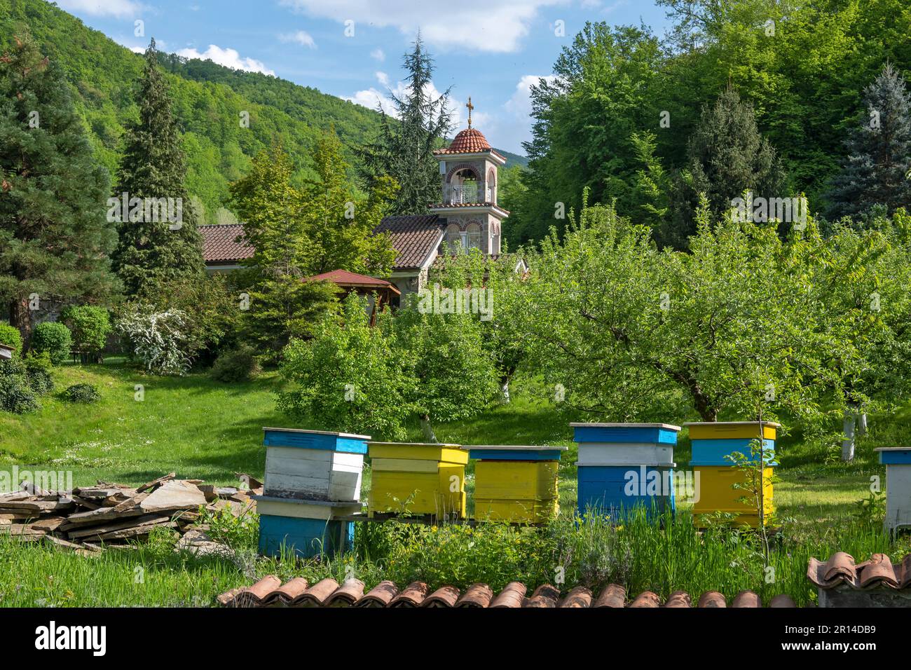 Spring view of Vrachesh Monastery, dedicated to Holy Forty Martyrs of ...