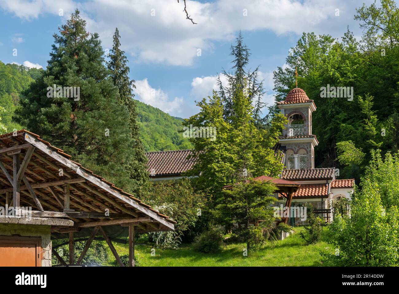 Spring view of Vrachesh Monastery, dedicated to Holy Forty Martyrs of ...