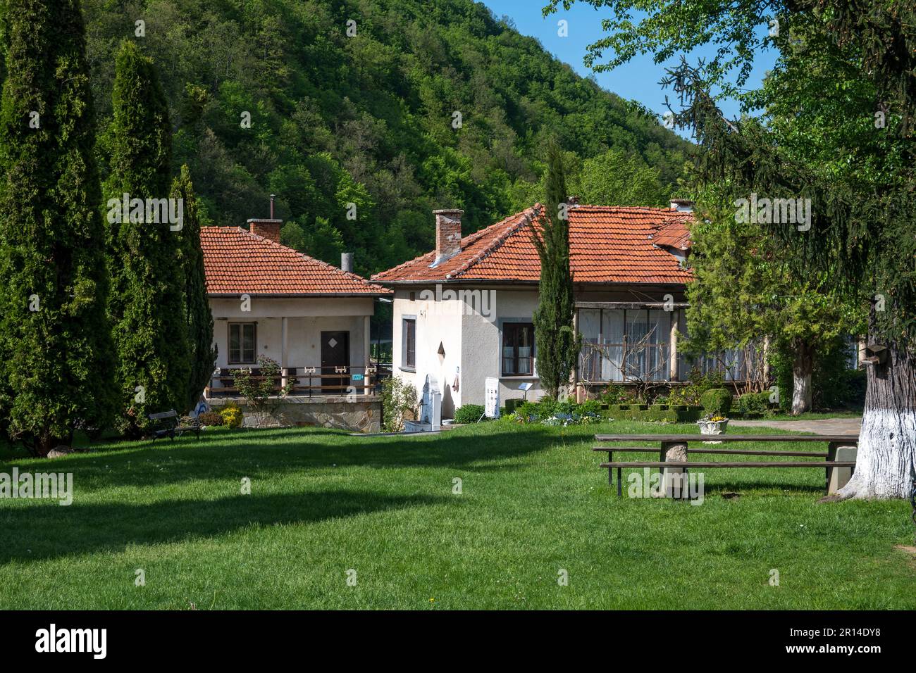 Spring view of Vrachesh Monastery, dedicated to Holy Forty Martyrs of ...