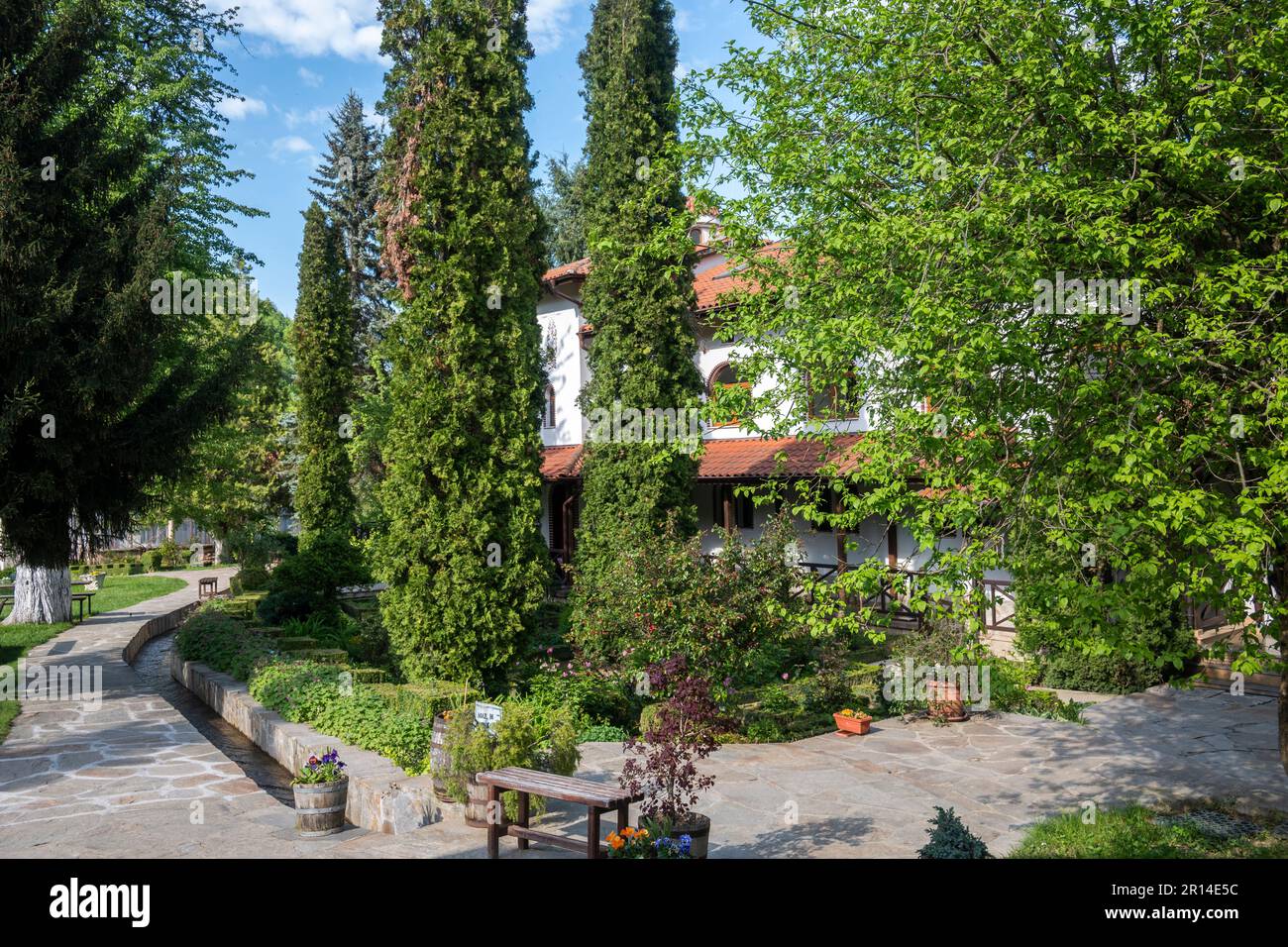 Spring view of Vrachesh Monastery, dedicated to Holy Forty Martyrs of ...
