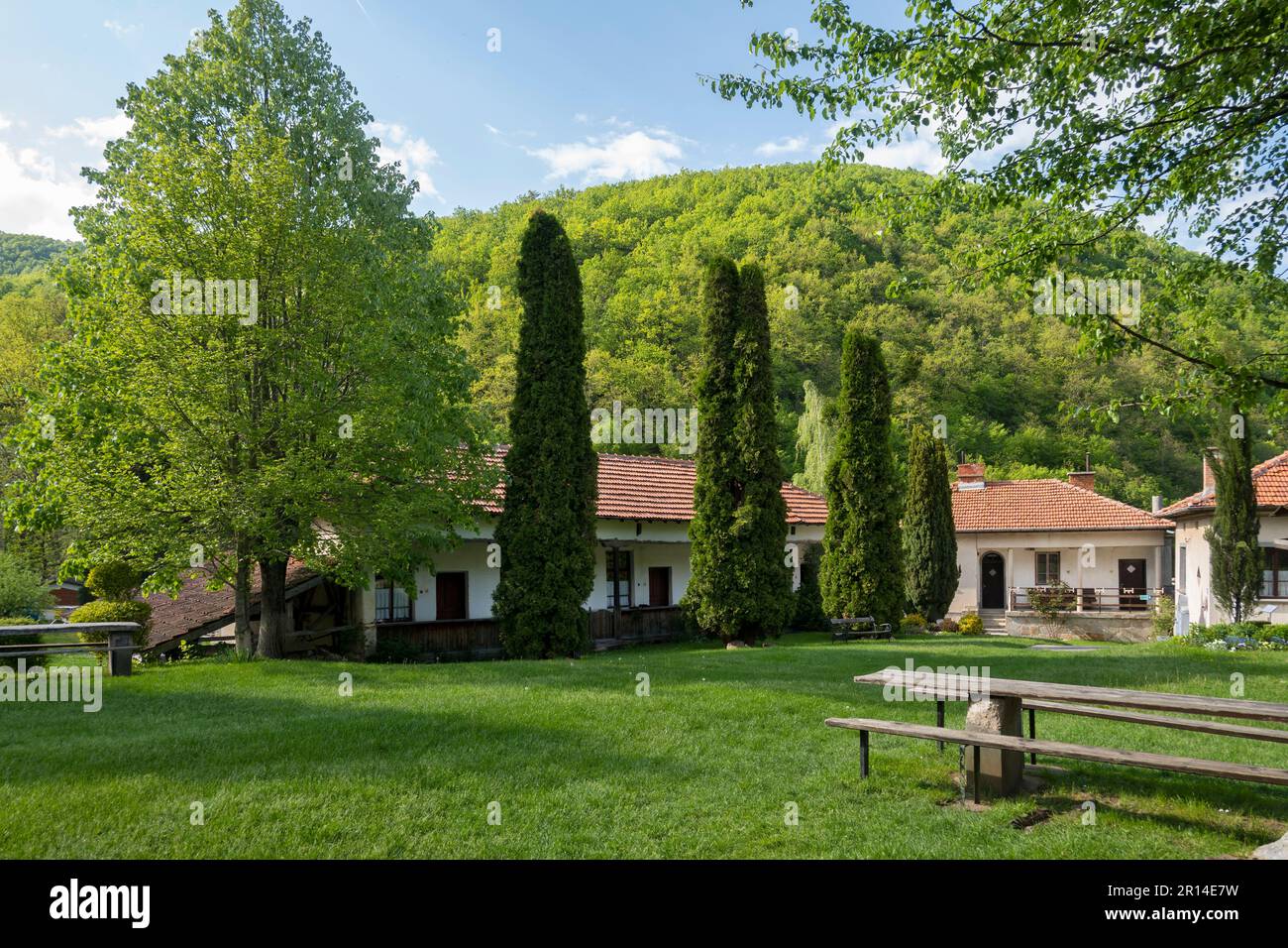 Spring view of Vrachesh Monastery, dedicated to Holy Forty Martyrs of ...
