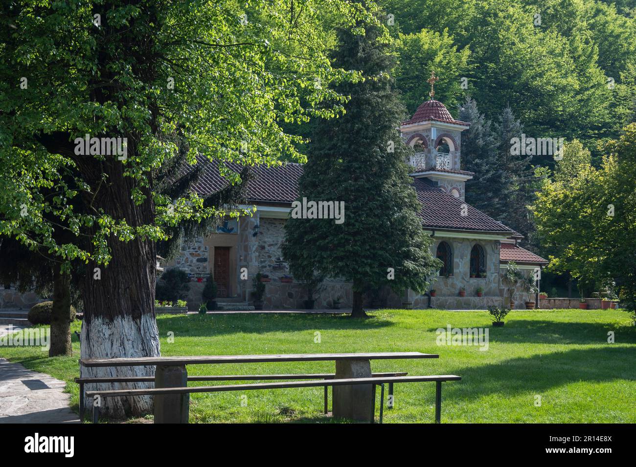 Spring view of Vrachesh Monastery, dedicated to Holy Forty Martyrs of ...