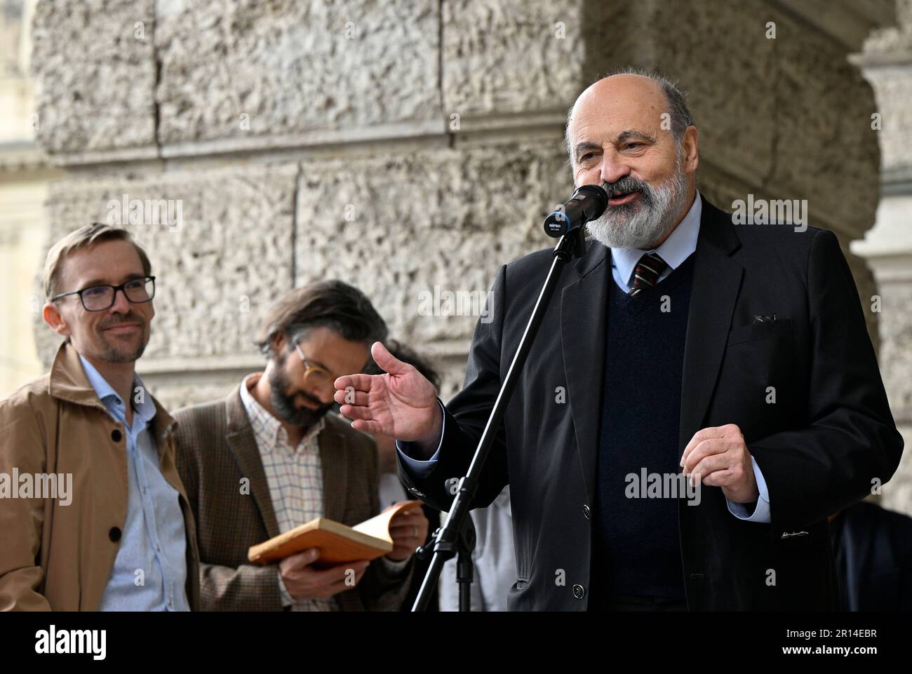 Prague, Czech Republic. 11th May, 2023. Pilosopher Tomas Halik speaks ...