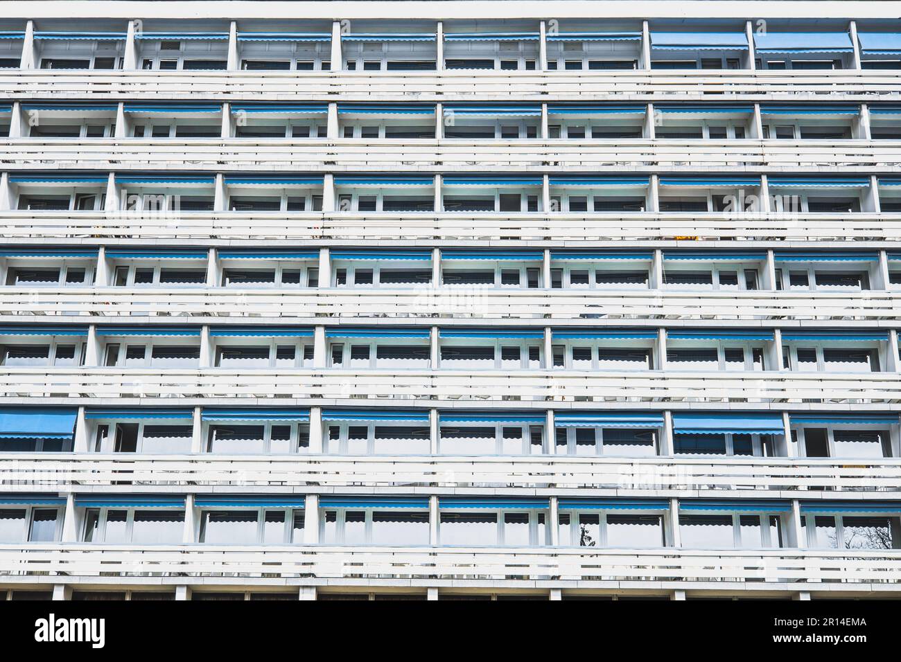 Large residential building, identical windows and balconies, block of ...