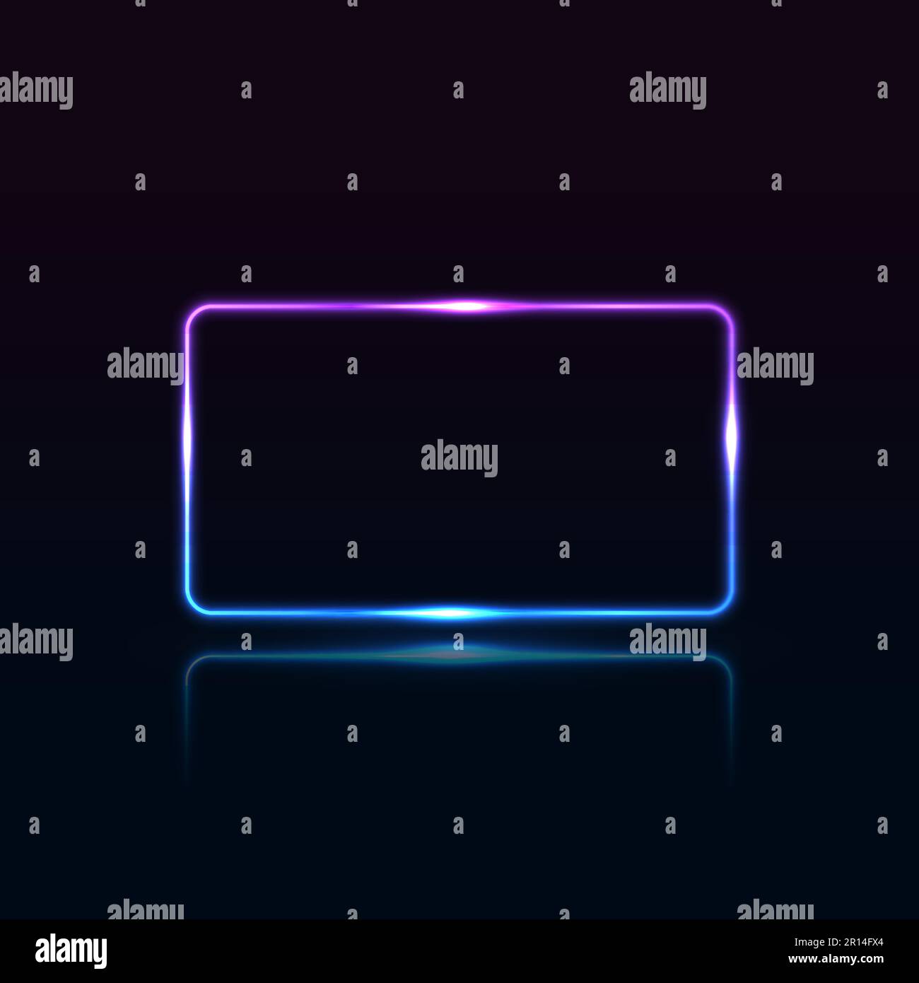 Neon rectangle frame or neon lights horizontal sign. Vector abstract ...