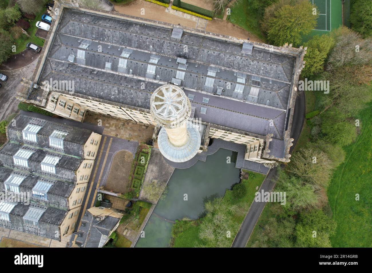 Bliss Tweed Mill Chipping Norton Cotswolds UK aerial overhead birds eye ...
