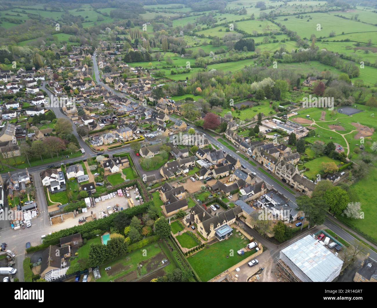 Broadway large village in Worcestershire UK drone , aerial Stock Photo ...