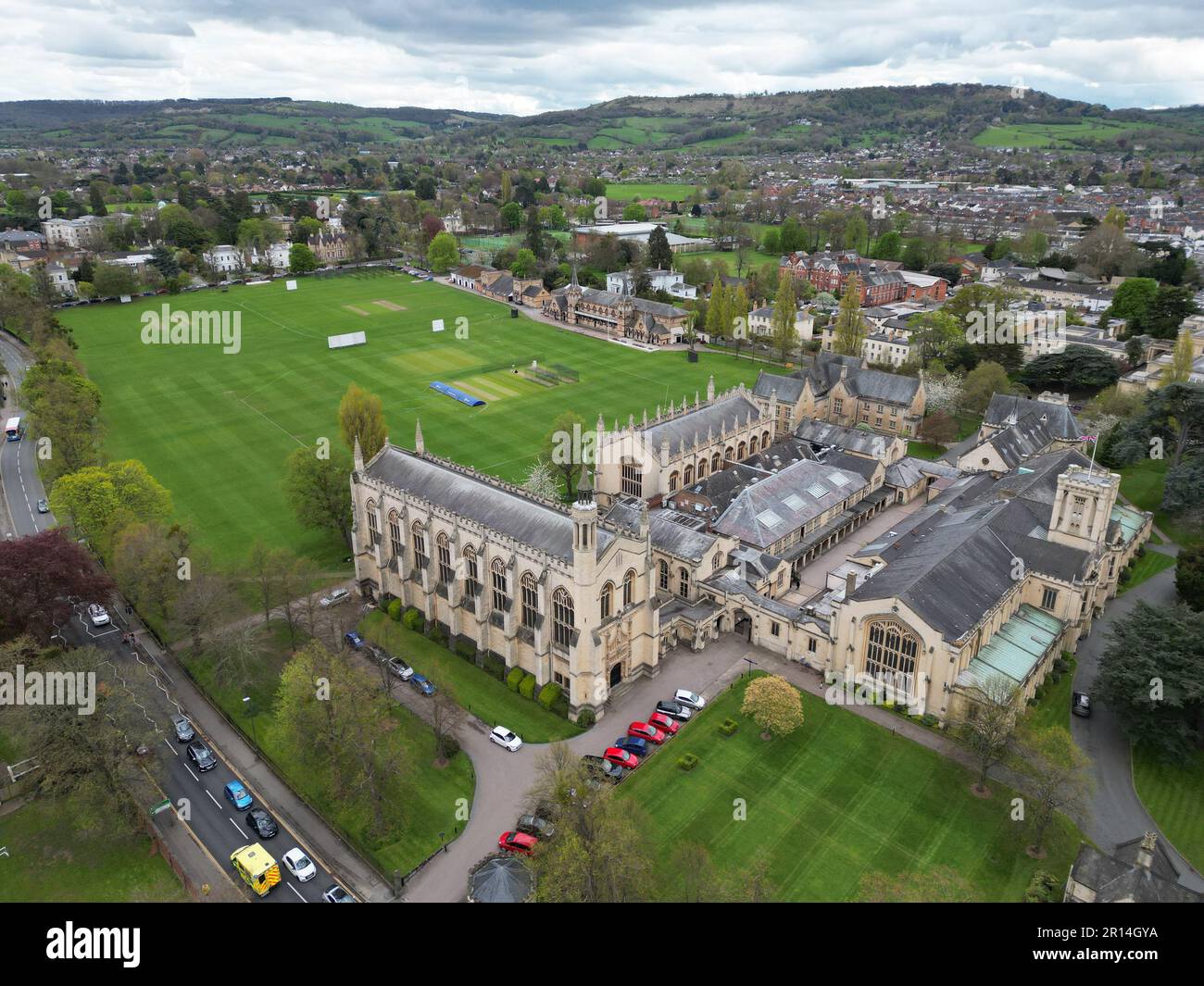 Cheltenham College UK drone , aerial , birds eye view Stock Photo - Alamy