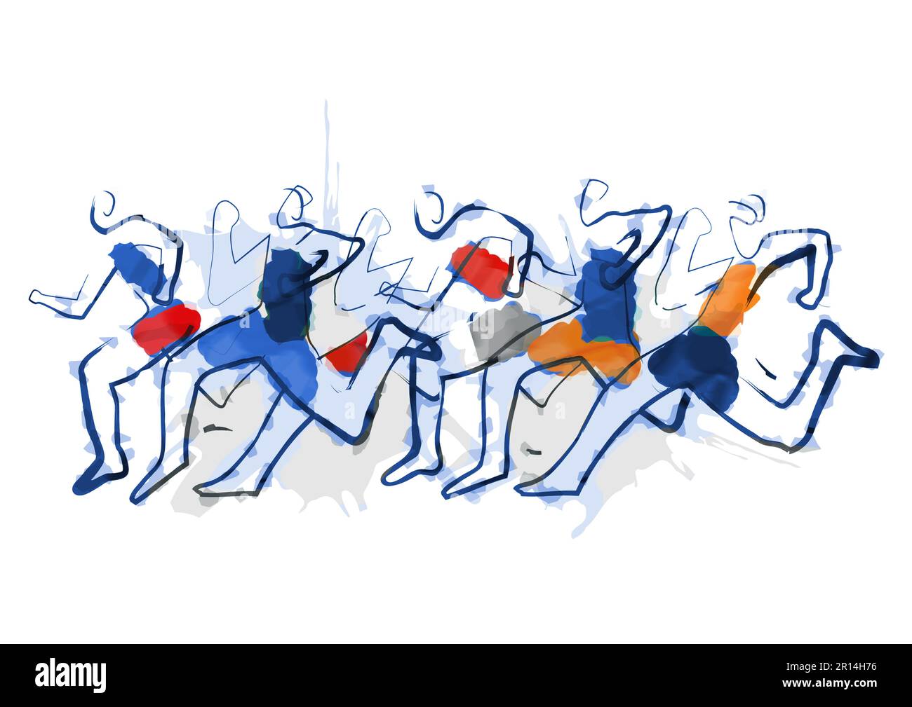 Running race, marathon, jogging, expressive stylized. Illustration of ...