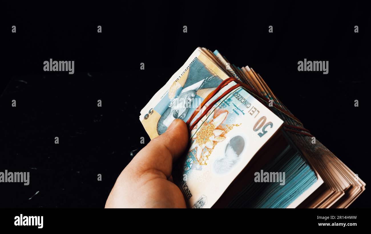 Romanian LEI Currency Banknote. RON Money European Currency Stock Photo ...