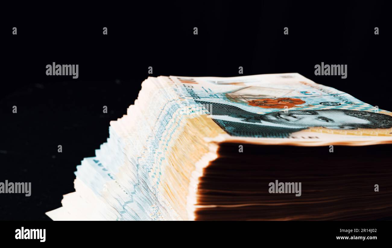 Romanian LEI Currency Banknote. RON Money European Currency Stock Photo ...