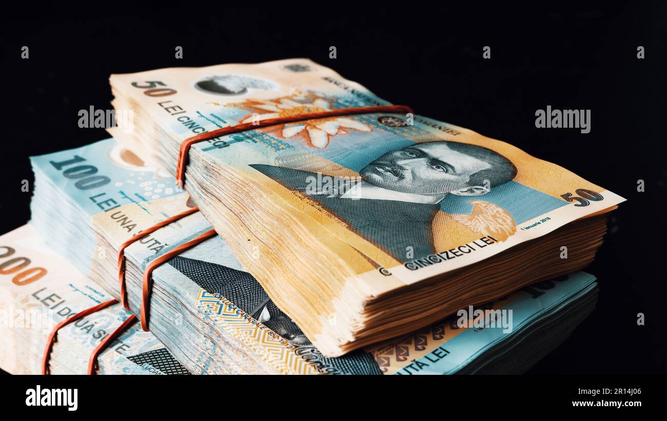 Romanian LEI Currency Banknote. RON Money European Currency Stock Photo ...