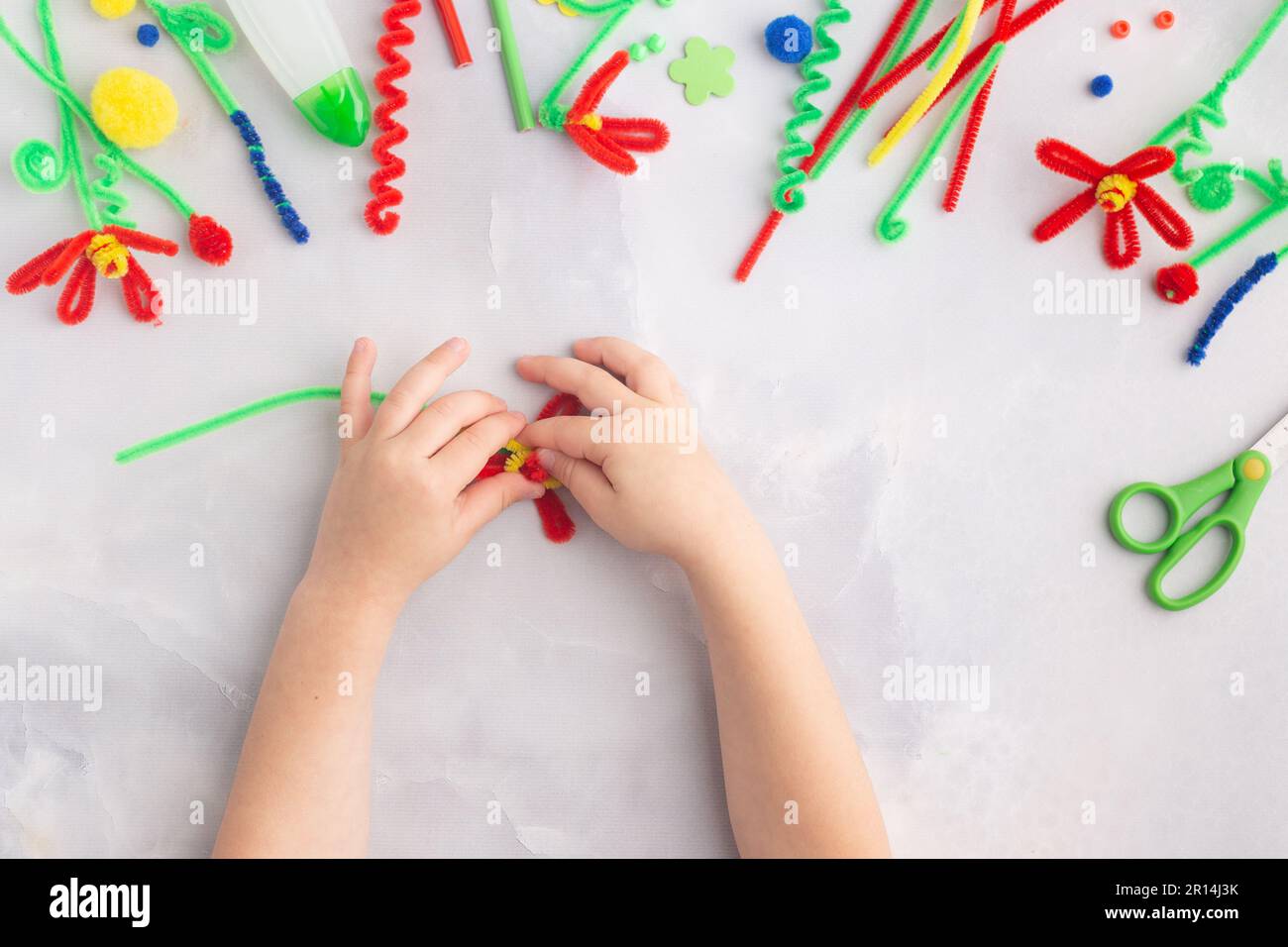 Handmade fluffy wire flowers craft with kids women's mother's day gift ...