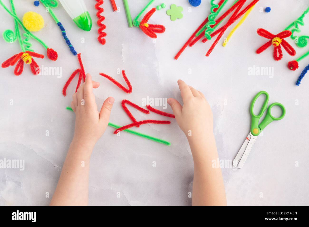 Handmade fluffy wire flowers craft with kids women's mother's day gift ...