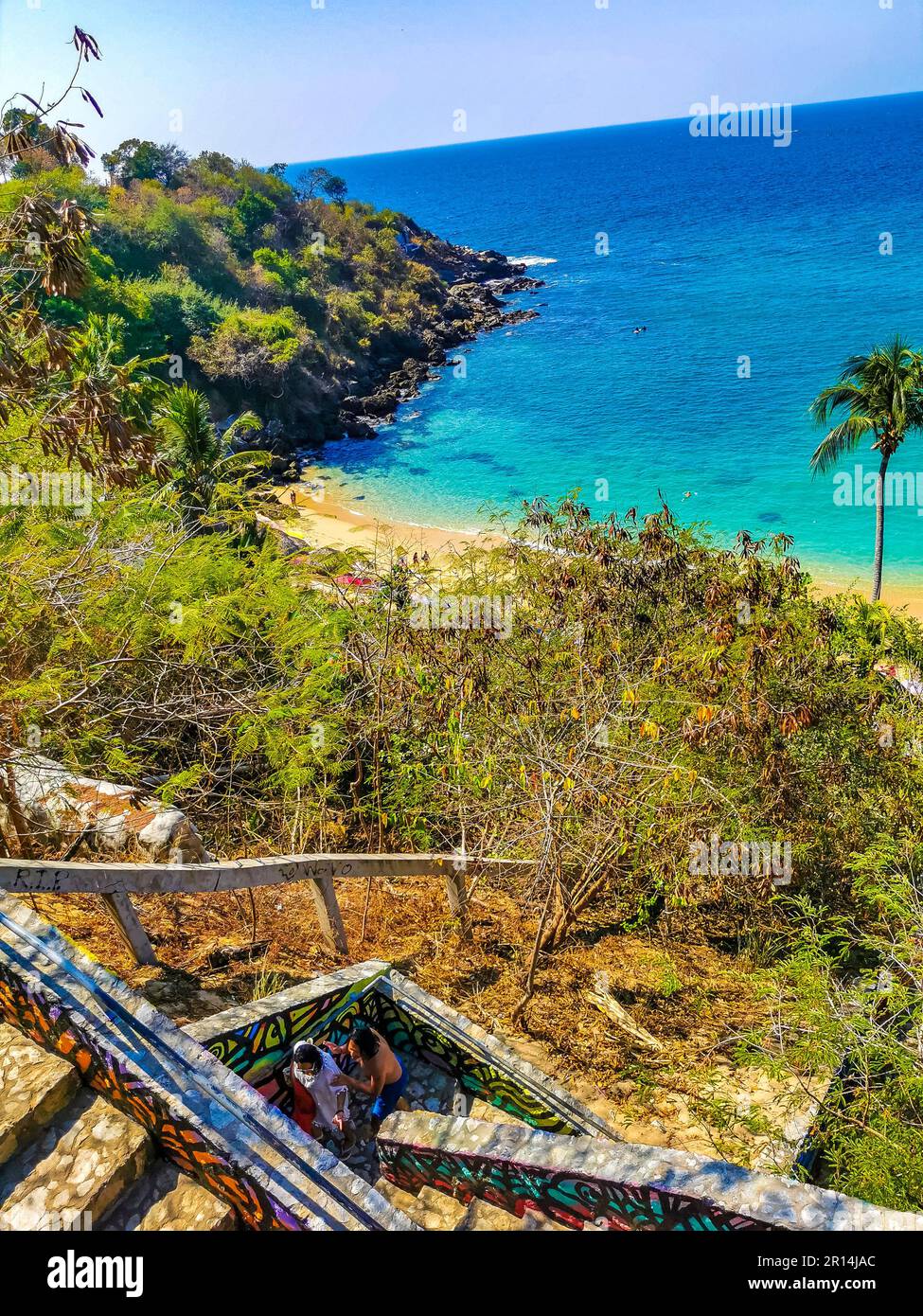 Puerto Escondido Oaxaca Mexico 01. February 2023 Stone stairs steps ...