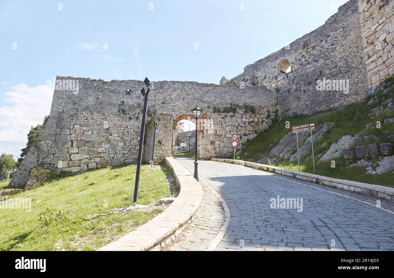 The Medieval Berat Castle in central Albania Stock Photo - Alamy