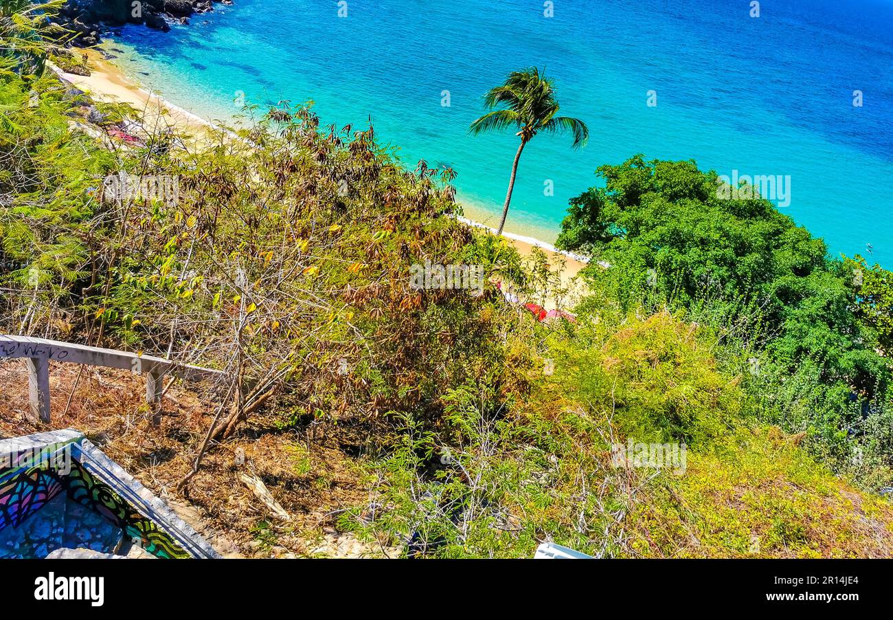 Puerto Escondido Oaxaca Mexico 01. February 2023 Stone stairs steps ...