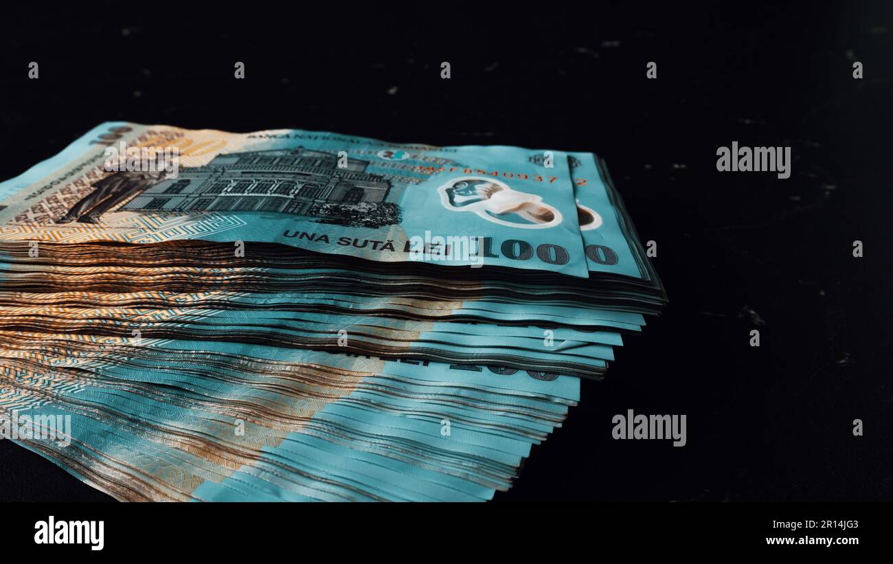 Romanian LEI Currency Banknote. RON Money European Currency Stock Photo ...