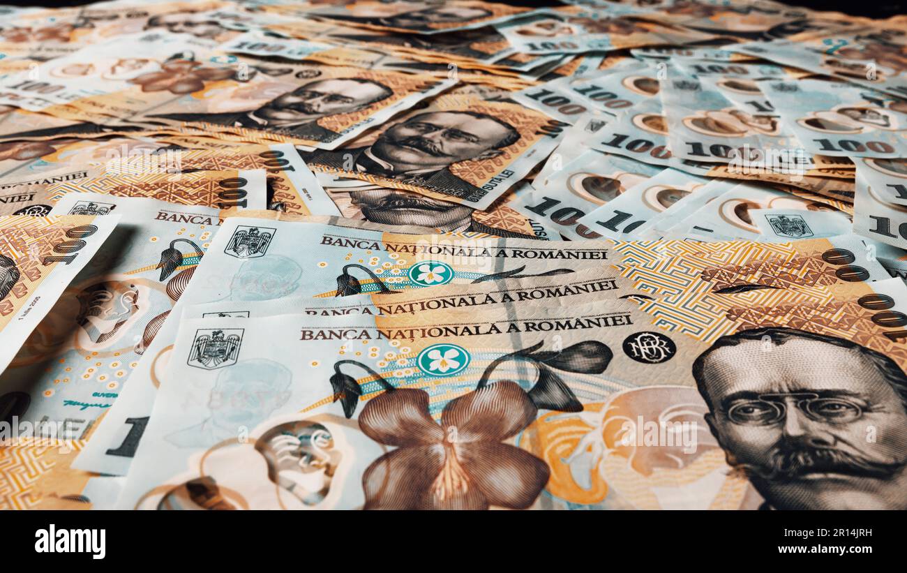 Romanian LEI Currency Banknote. RON Money European Currency Stock Photo ...