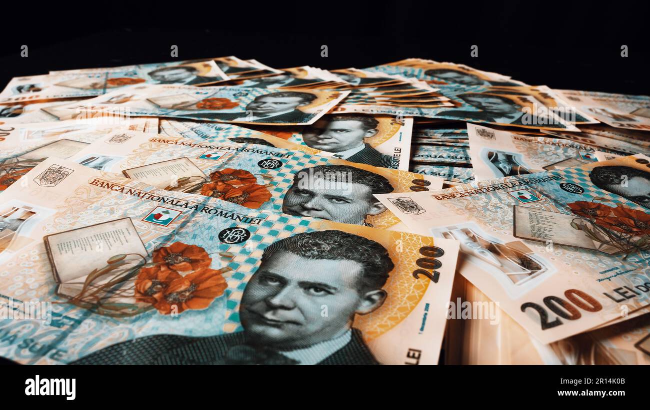Romanian LEI Currency Banknote. RON Money European Currency Stock Photo ...