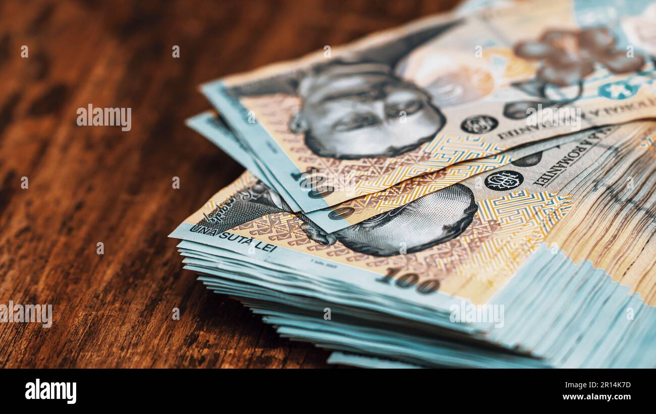 Romanian LEI Currency Banknote. RON Money European Currency Stock Photo ...