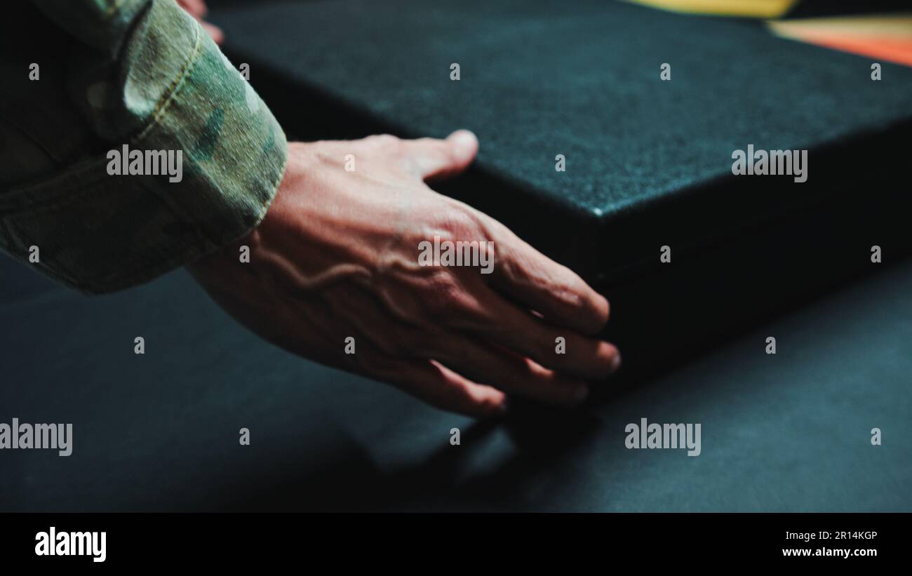 Opening Suitcase With Top Secret Papers Stock Photo - Alamy