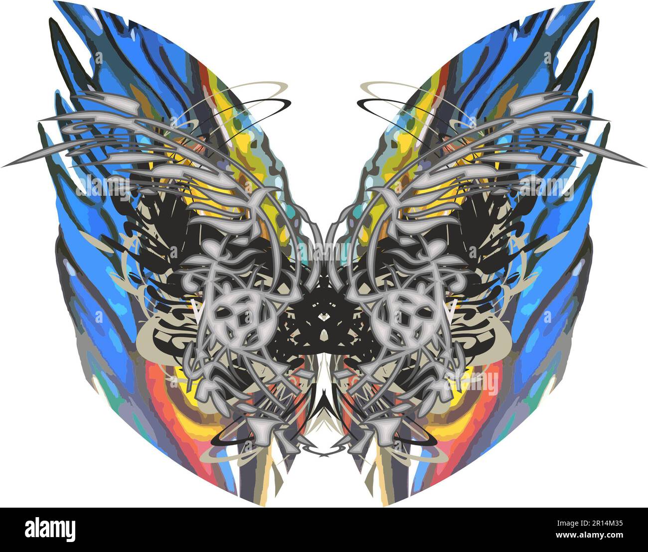Beautiful colorful butterfly wings with an unusual pattern on white ...