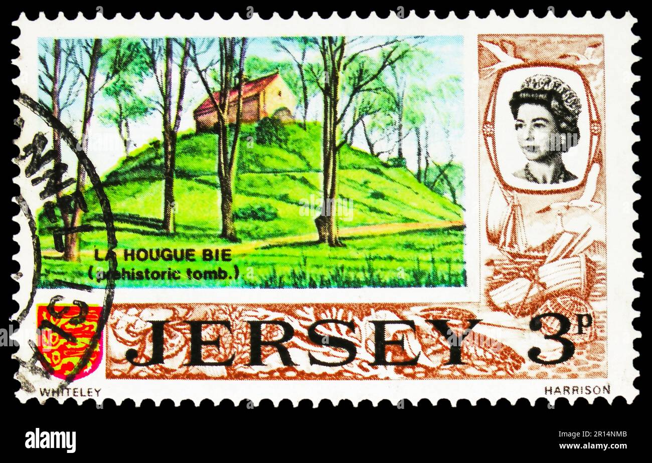 MOSCOW, RUSSIA - APRIL 08, 2023: Postage stamp printed in Jersey shows ...