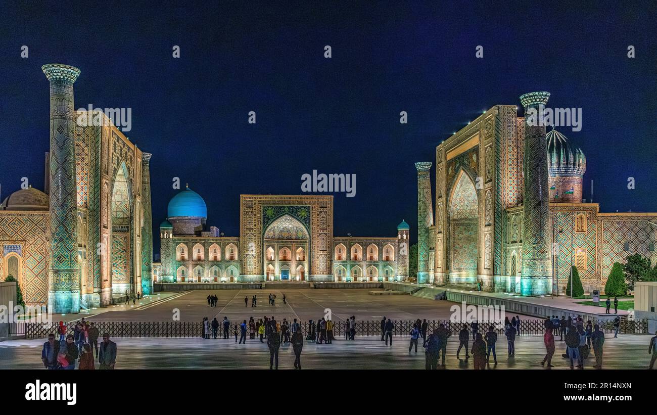 sound and light show at registan square samarkand uzbekistan Stock ...
